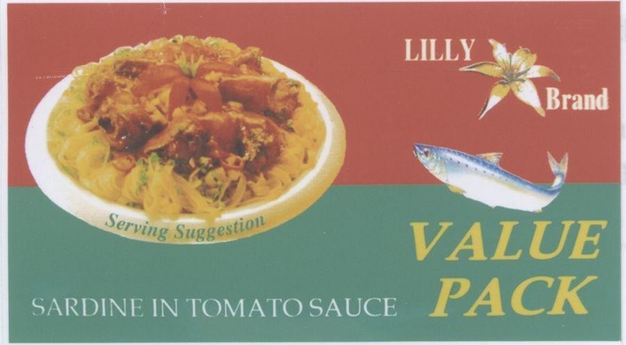 Đơn đăng ký nhãn hiệu "SARDINE IN TOMATO SAUCE LILLY BRAND VALUE PACK ...