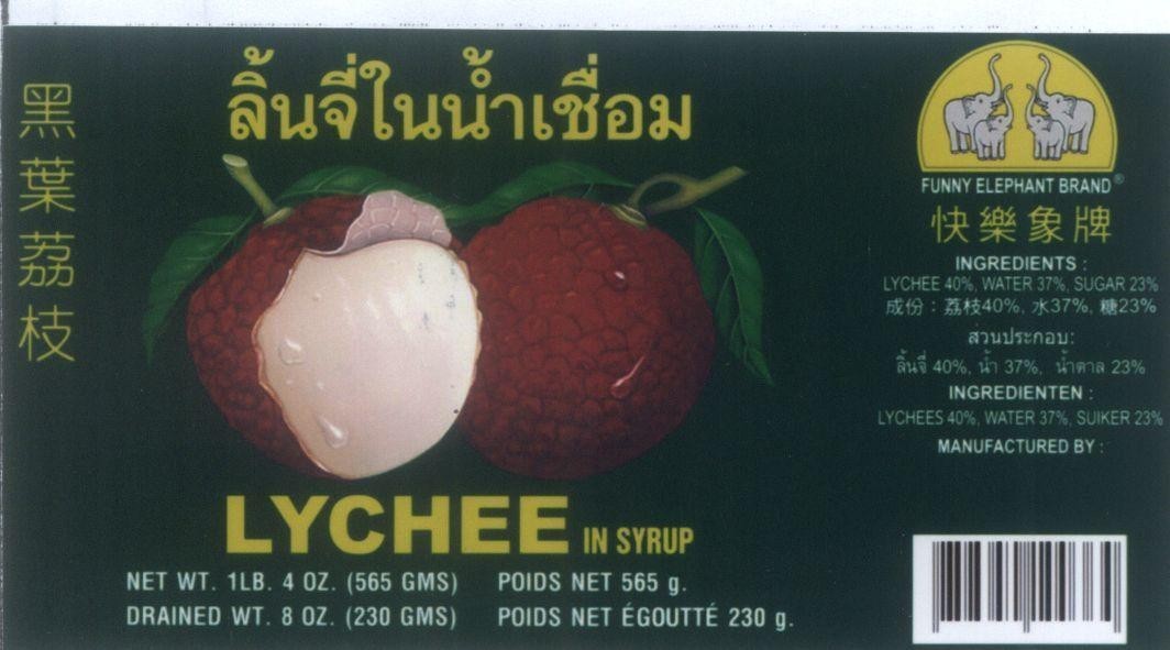 "LYCHEE IN SYRUP FUNNY ELEPHANT BRAND" Trademark application no 4-2006 ...