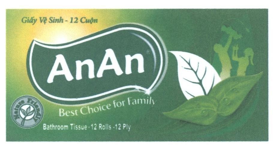 商标注册申请“AnAn Nature Friendly Best Choice for Family Bathroom Tissue - 12 ...