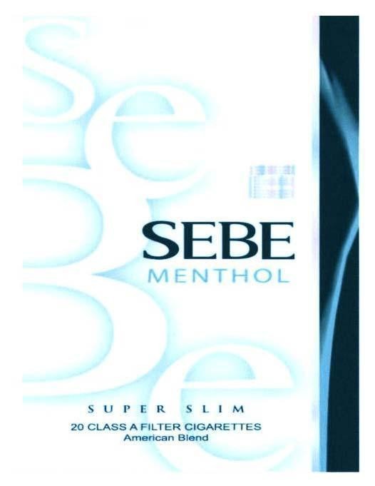 Đơn đăng ký nhãn hiệu "SEBE MENTHOL SUPER SLIM 20 CLASS A FILTER ...