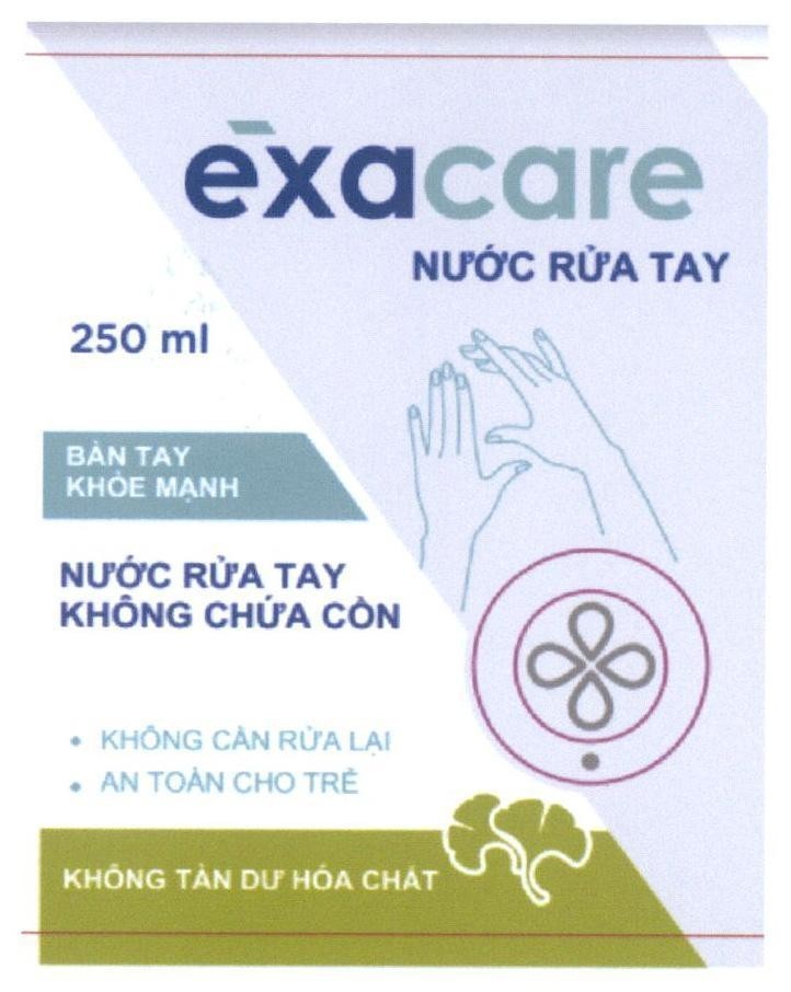 Đơn đăng ký nhãn hiệu "exacare Nước Rửa Tay 250ml Bàn Tay Khoẻ Mạnh ...