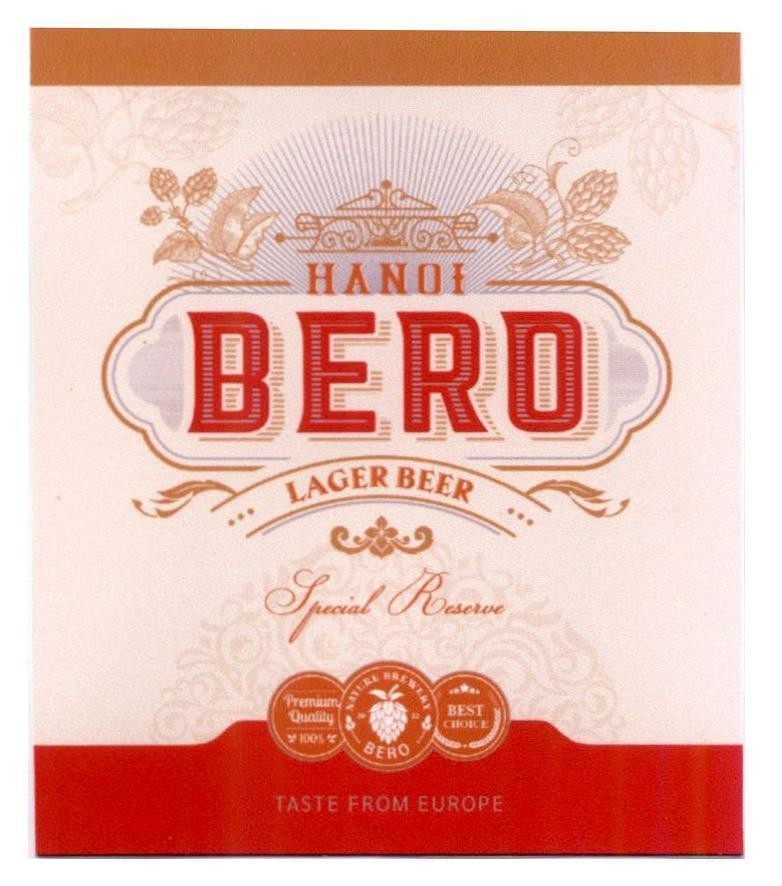 Đơn đăng ký nhãn hiệu "HANOI BERO LAGER BEER Special Reserve Premium ...