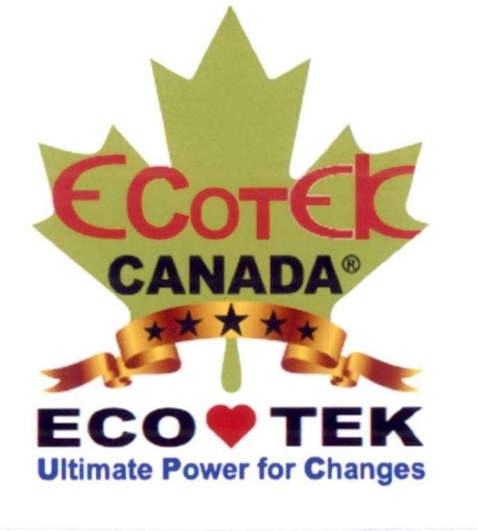 Đơn đăng ký nhãn hiệu "ECOTEK CANADA ECO TEK Ultimate Power for Changes ...