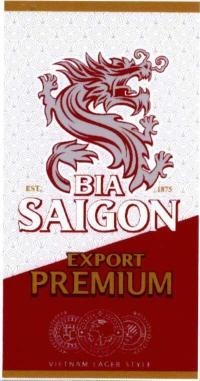 "BIA SAIGON EXPORT PREMIUM EST. 1875 VIETNAM LAGER STYLE" Trademark ...